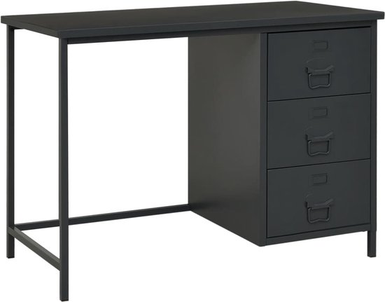 Industrieel bureau met lades 105x52x75 cm staal antraciet | bol