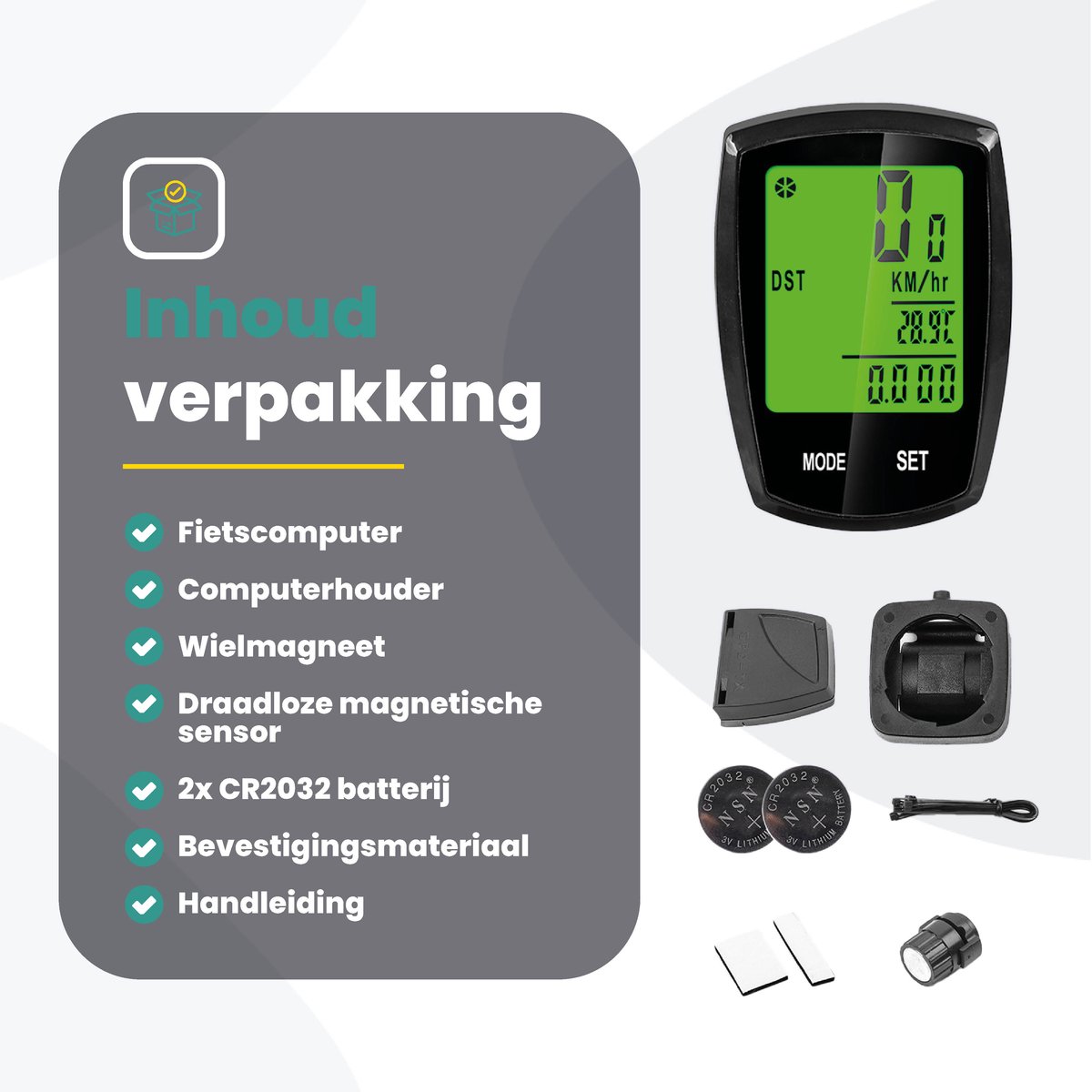 Voltano Fietscomputer Draadloos – Zwart – 20 Functies – Waterdicht ...
