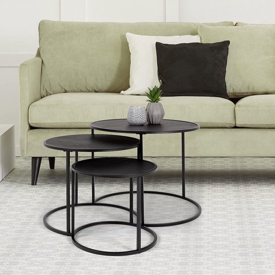 CGPN - Bijzettafel Set van 3, Rond Dienblad 35x32cm/45x39cm/55x45cm ...