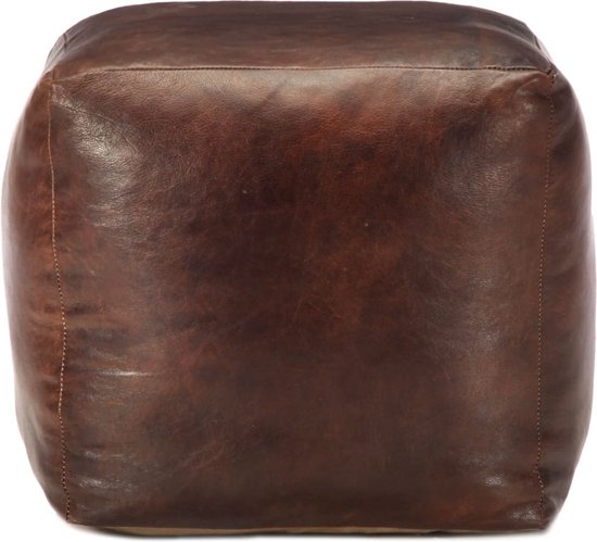 Prolenta Premium - Poef 40x40x40 cm echt geitenleer donkerbruin | bol.com