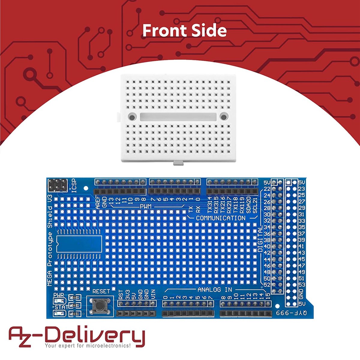 AZDelivery 5 x Prototyping Shield met Mini Breadboard compatibel met Arduino en MEGA... | bol.com