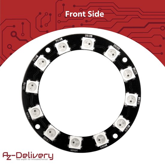 AZDelivery 5 x 5V RGB LED Ring WS2812B 12-Bit Neopixel 50mm compatibel ...