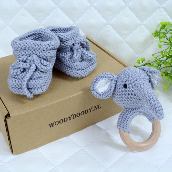 Baby Rammelaar Olifant met Zachte Schoentjes Geschenkset met ...