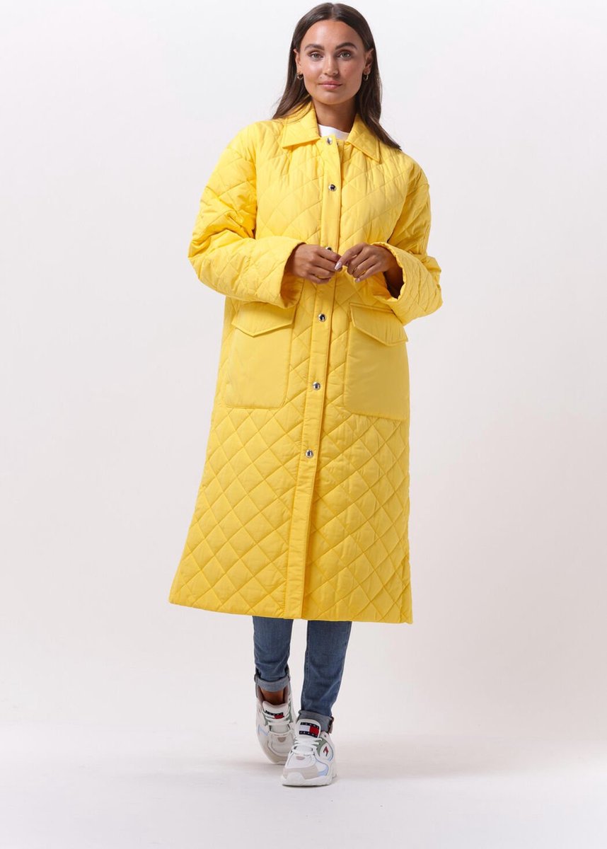 Tommy Hilfiger Quilted Sorona Long Shacket Jassen Dames - Winterjas - Geel - Maat S/M | bol.com