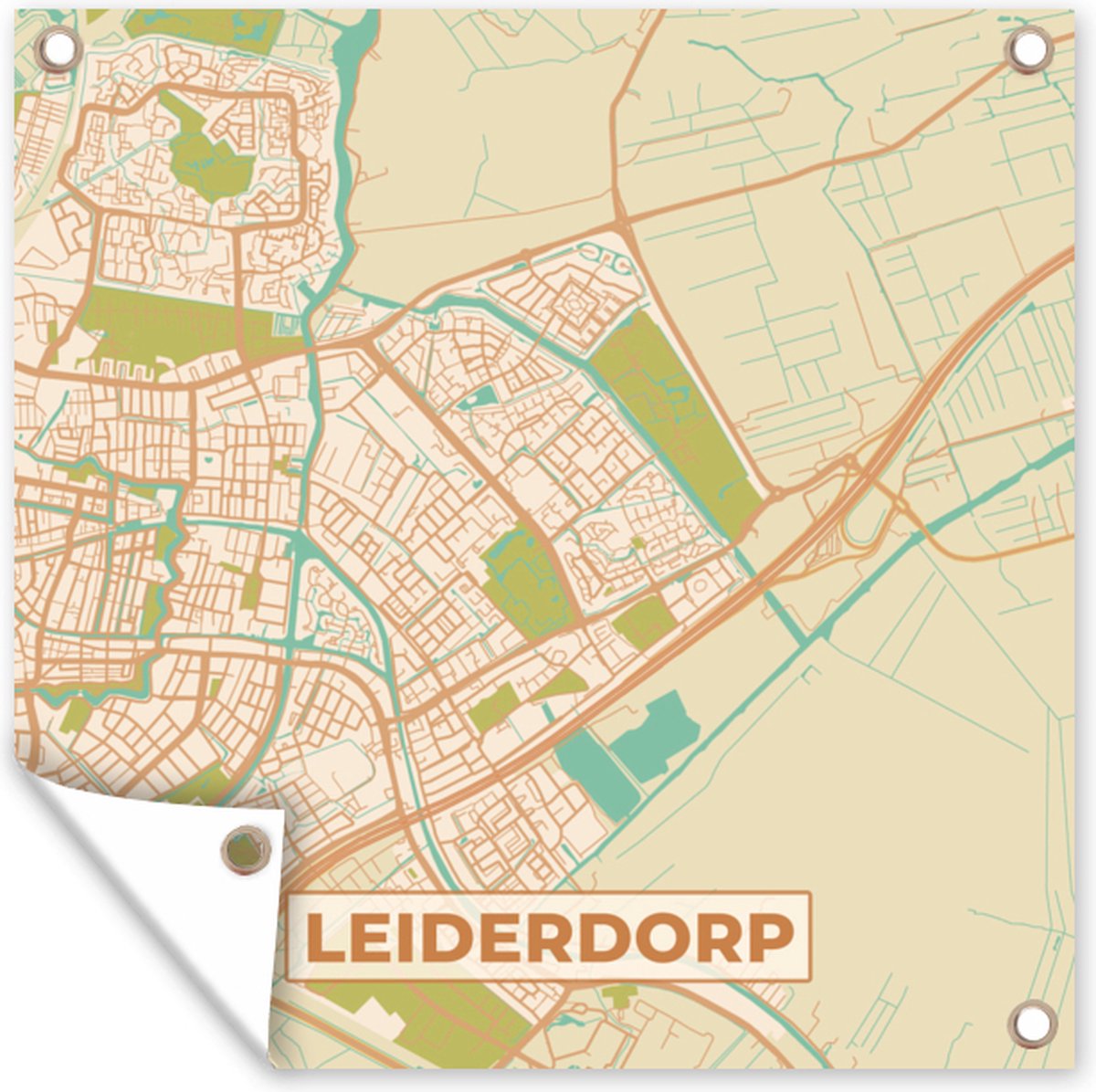 Tuinposters Stadskaart - Leiderdorp - Vintage - Kaart - Plattegrond ...