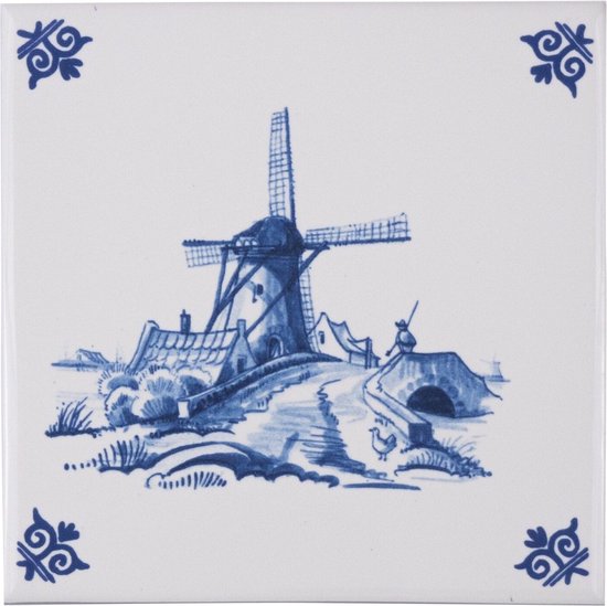 Delfts Blauw Tegel Molen met Brug | bol.com