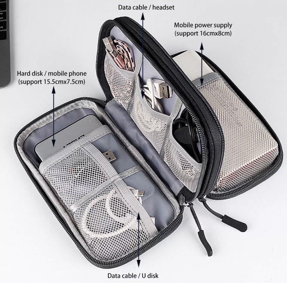 Kabel Organiser Tas Deluxe – 3 lagen - Compacte Kabeltas - Etui voor ...