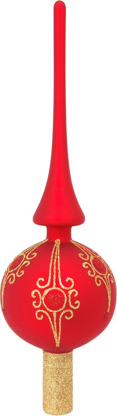 Krebs Kerst piek - rood - 28 cm - glas - gedecoreerd - kerstboompiek ...