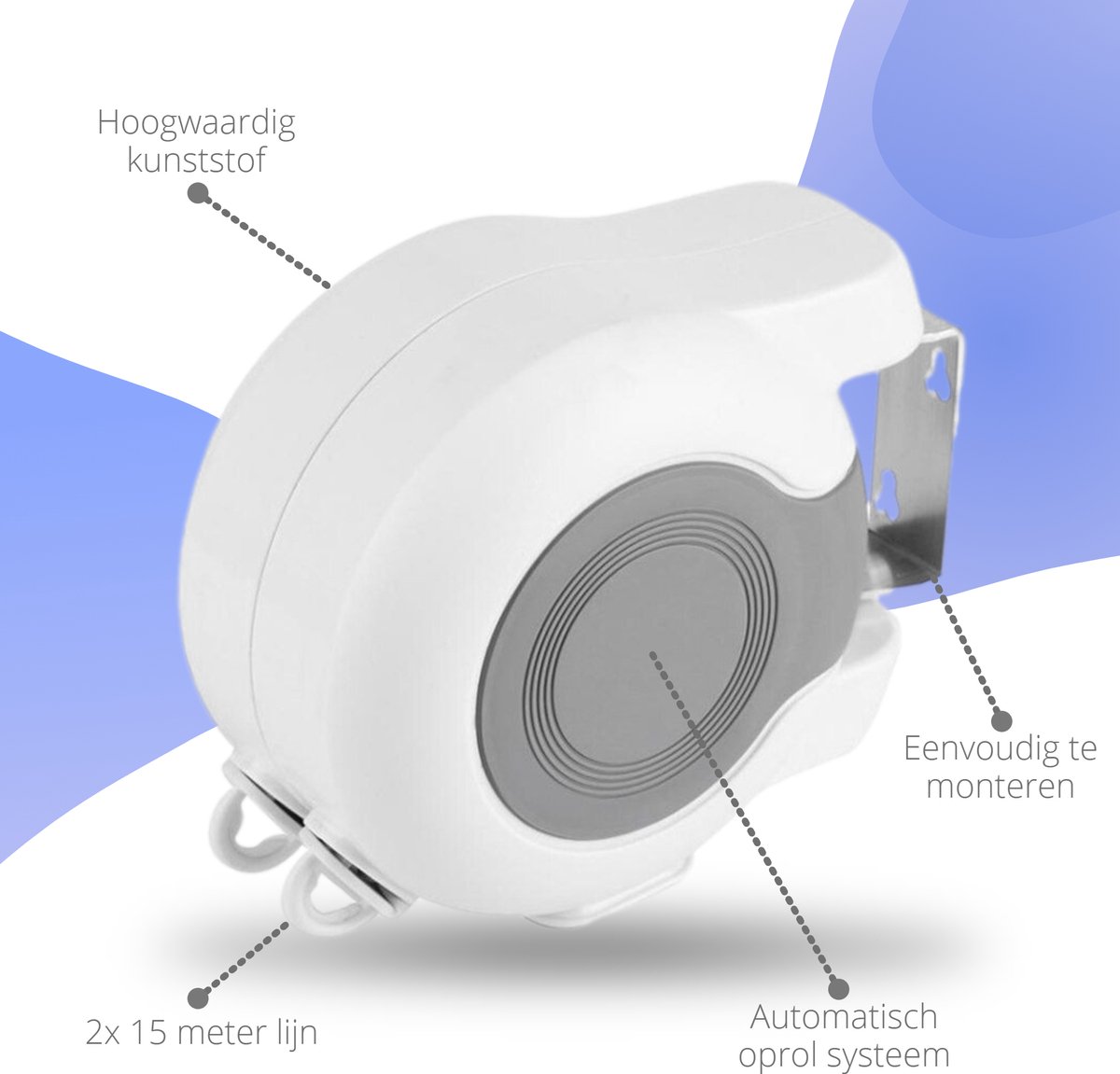 Goodlux waslijn uittrekbaar 30 meter – Waslijndraad – Roldrooglijn ...