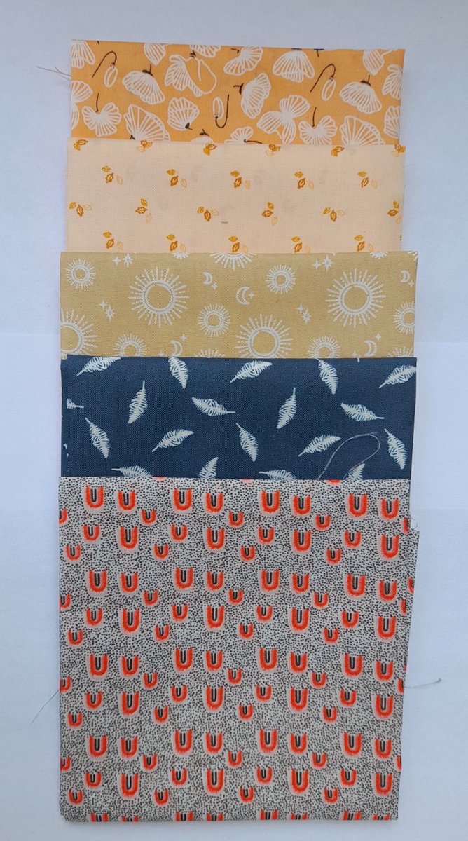 Pakket van 5 lapjes stof - verschillende designs - blauw - zand ...