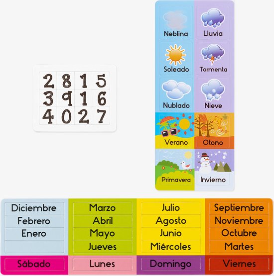 Navaris leerkalender voor kinderen Spaanstalig - Magnetisch ...