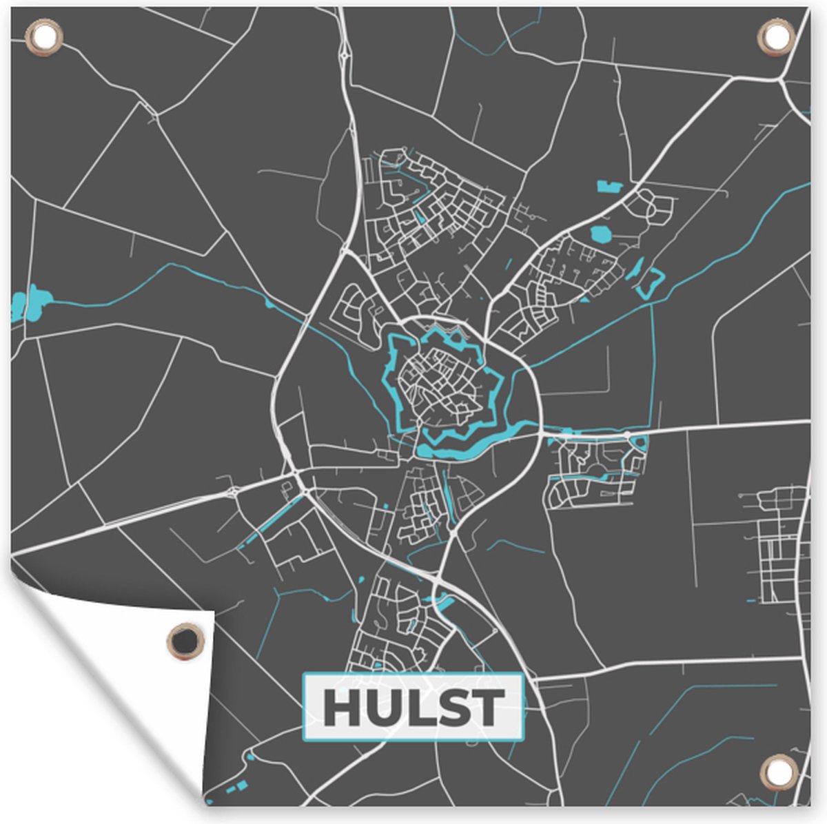 Tuindoek Hulst - Plattegrond - Kaart - Stadskaart - 100x100 cm | bol.com