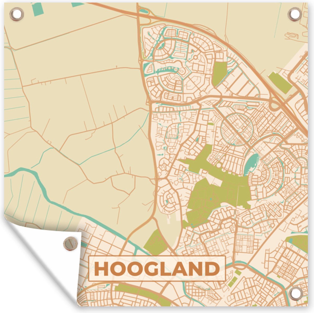 Tuindoek Hoogland - Kaart - Plattegrond - Stadskaart - 100x100 cm | bol.com
