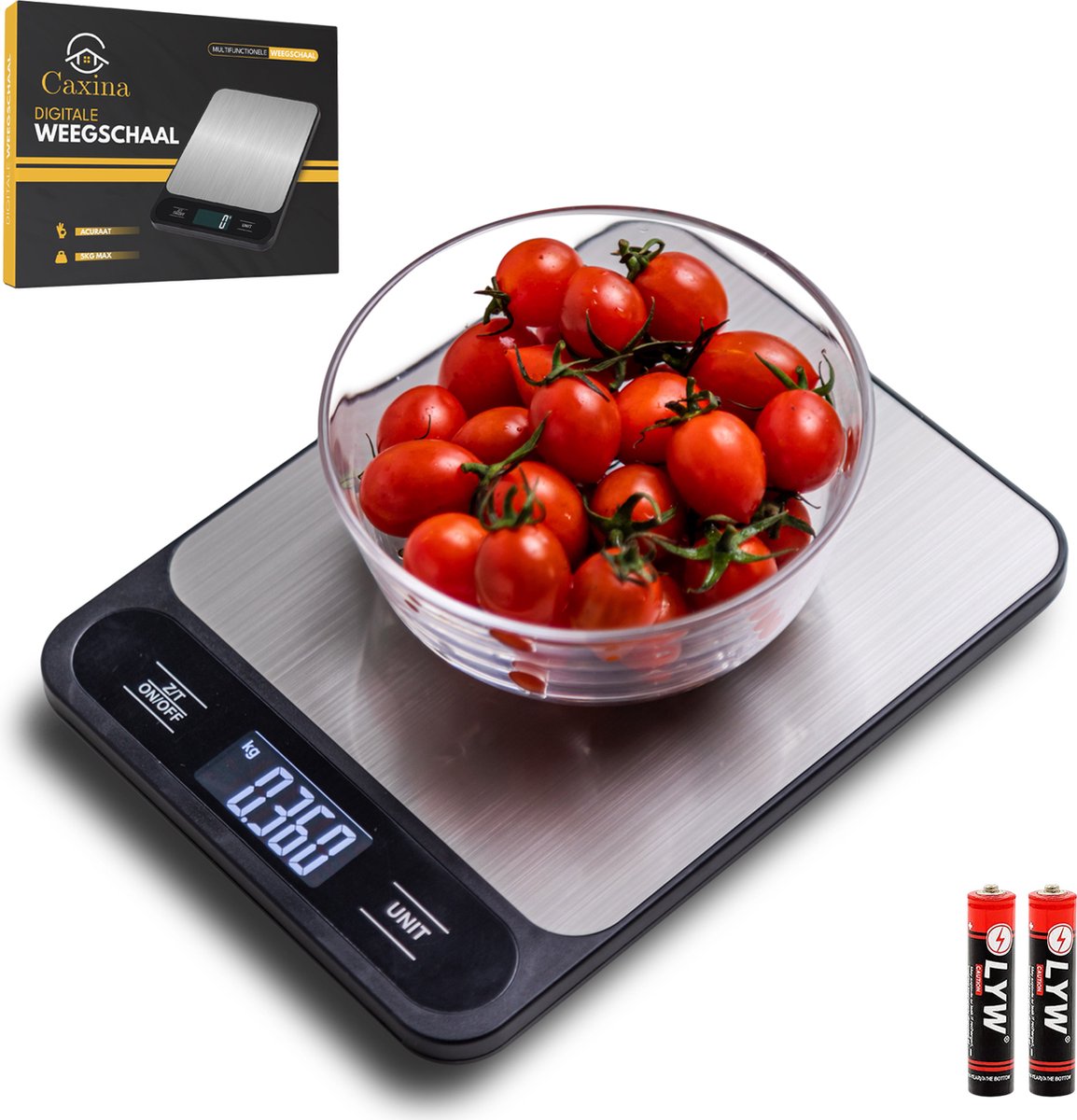 Caxina Multifunctionele Precisie Keukenweegschaal - Met Terra Functie - RVS Weegschaal... | bol