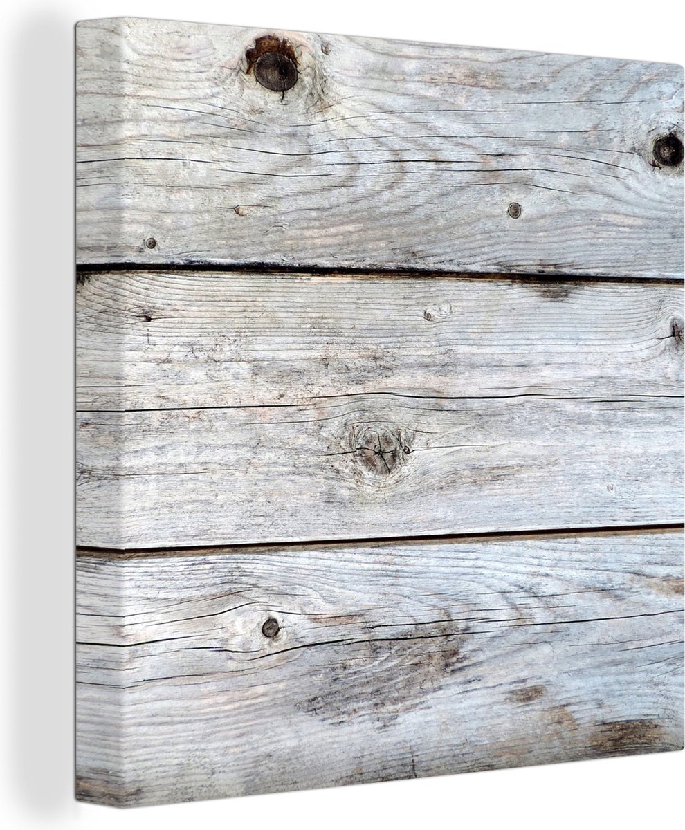 Canvas Schilderij Wit - Hout - Planken - 90x90 cm - Wanddecoratie | bol.com