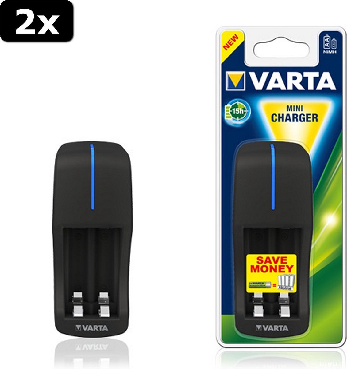 2x Varta Mini Charger 800 mAh Batterijlader | bol.com