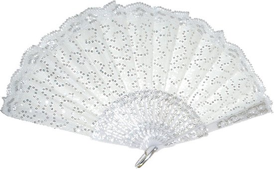Handwaaier/Spaanse waaier van kant wit - polyester - Verkoeling in de ...