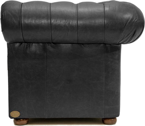 Chesterfield Hoekbank First Class Leer | 3 hoek 2 |Mat Zwart | 2 tot 4 ...