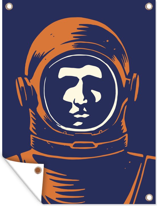 Muurdecoratie buiten Grafische tekening van een ruimtevaarder - 120x160 ...