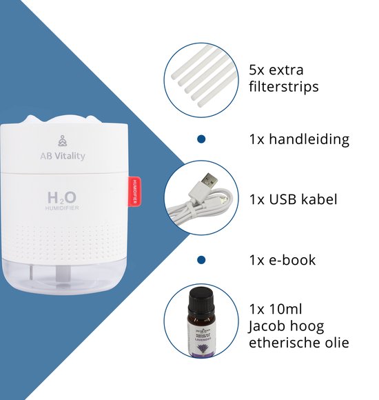 H2o Aroma Diffuser Luchtbevochtiger - Blauw - 500 ML Vernevelaar - Incl ...
