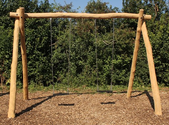 Houten Schommel Robinia 4 haken premium #Openbaar## - 2 Rubberen zitjes ...