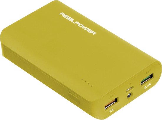 RealPower PB-6K - Powerbank 6.000 mAh 2 met USB-poorten - Groen | bol.com