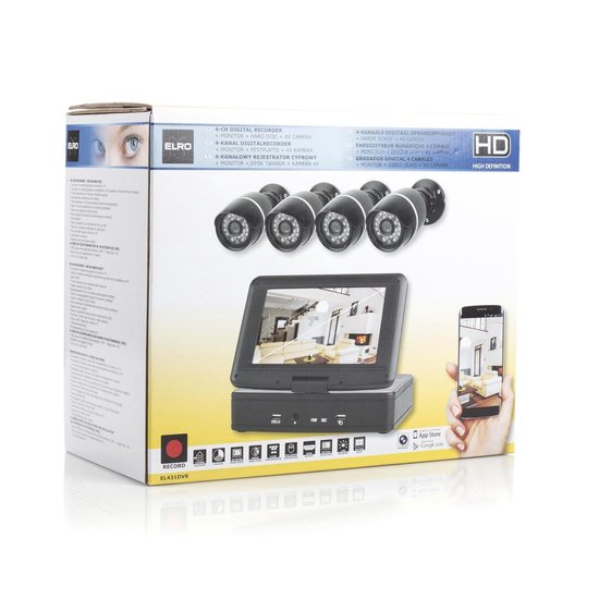 ELRO EL431DVR Bedraad camerasysteem - met monitor - 4-kanaals recorder ...