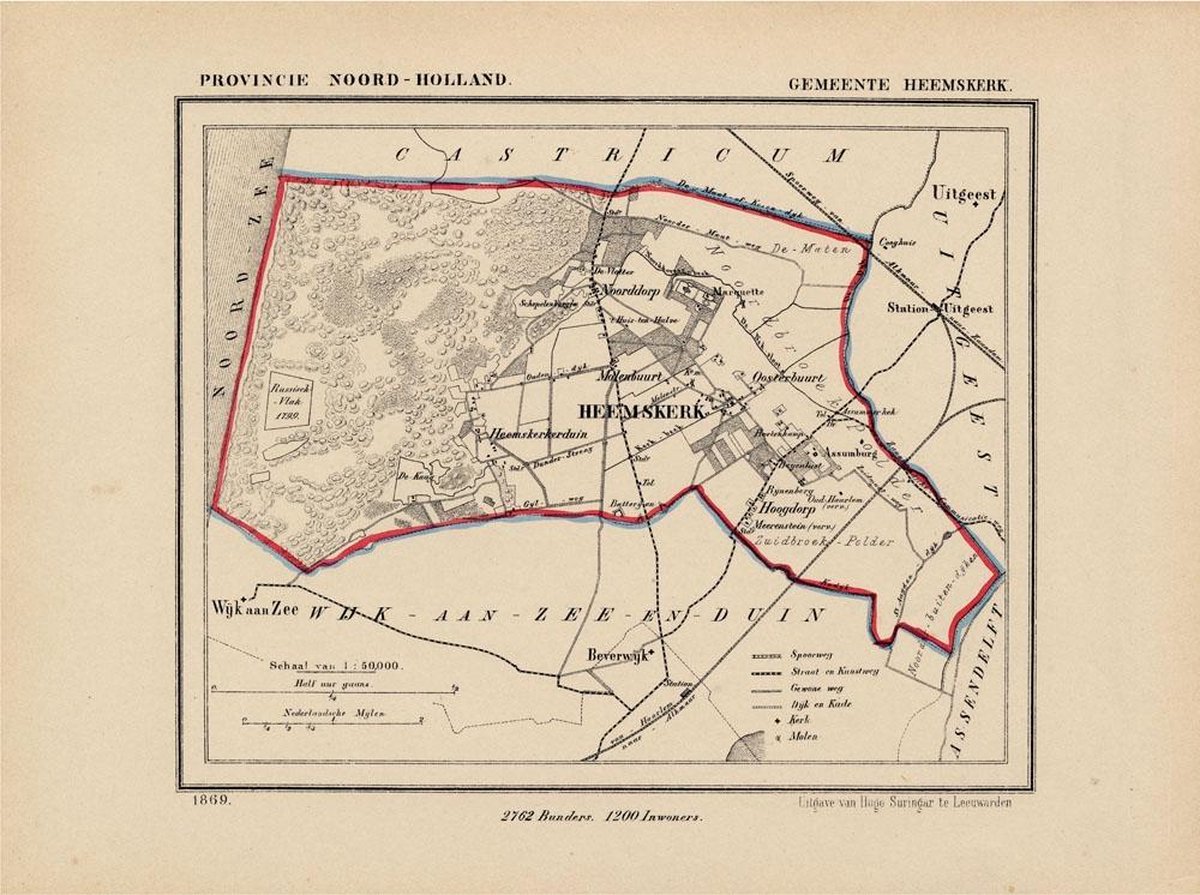bol.com | Historische kaart, plattegrond van gemeente Heemskerk in ...