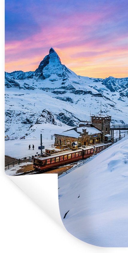 Muurstickers - Sticker Folie - Alpen - Sneeuw - Trein - 60x120 cm ...
