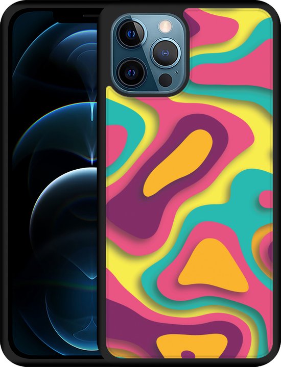 iPhone 12 Pro Max Hoesje - Design op Glas - Retro Colors - Designed by ...