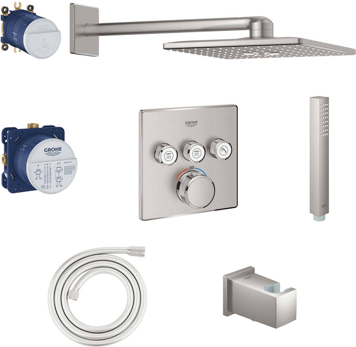 Grohe Grohtherm Smartcontrol 310 Comfortset inbouw regendoucheset Cube ...