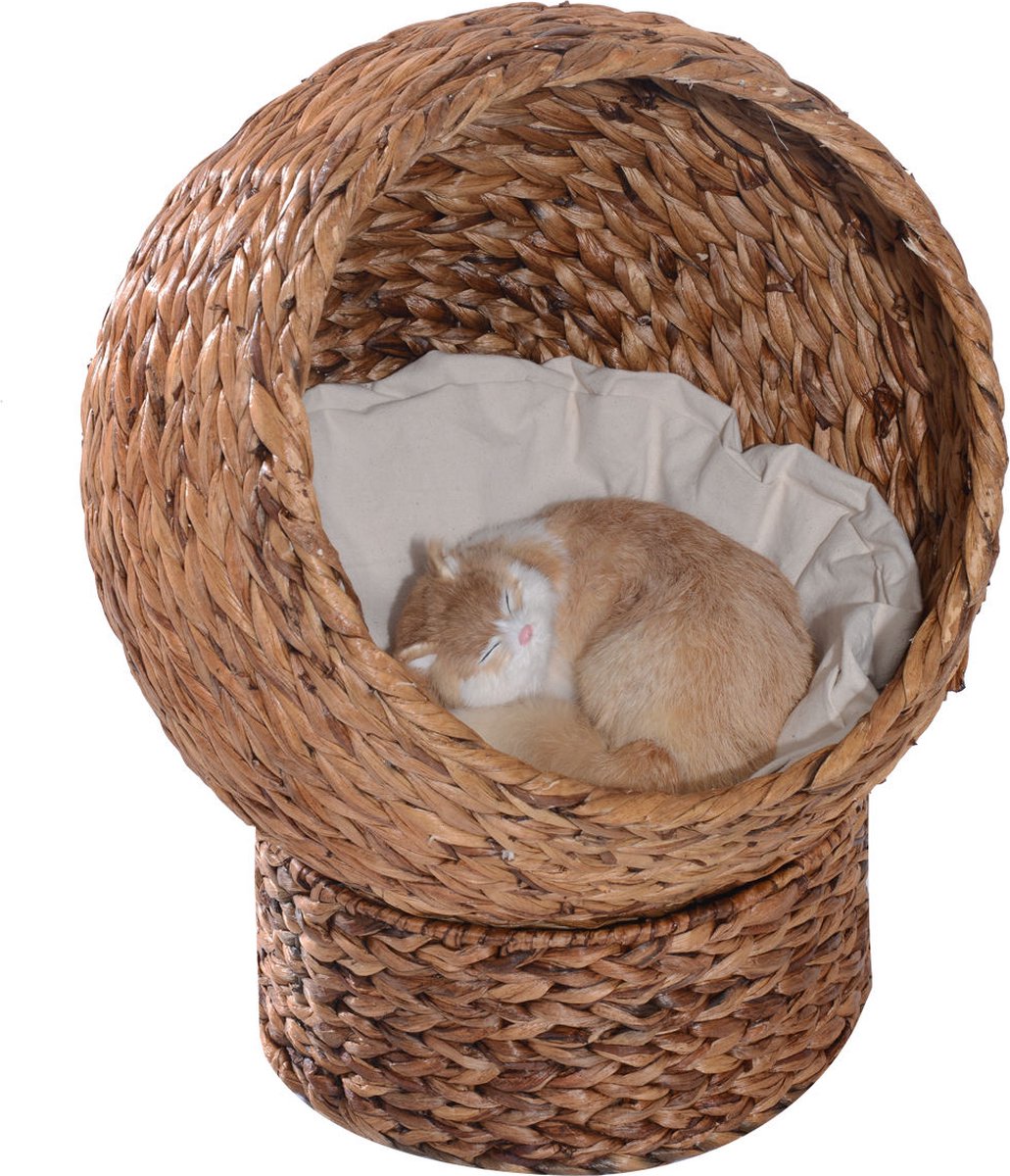 PawHut Kattenmand rotan kattennest kattenbed met kussen huisdierbed ...