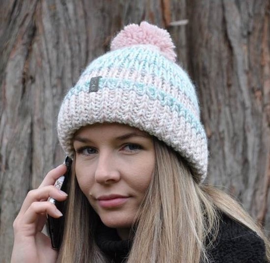 Hats&Co Bright muts van wol en met roze pluim | bol