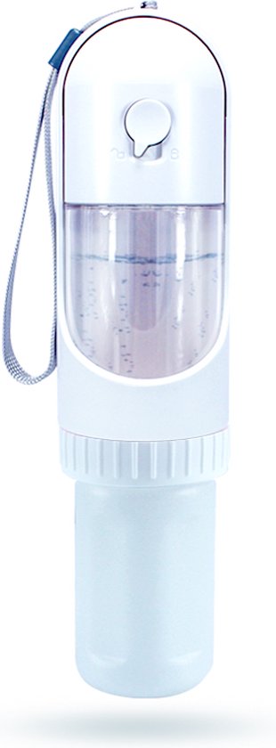 Drinkfles hond wit - waterfles hond - inclusief bak voor brokken ...