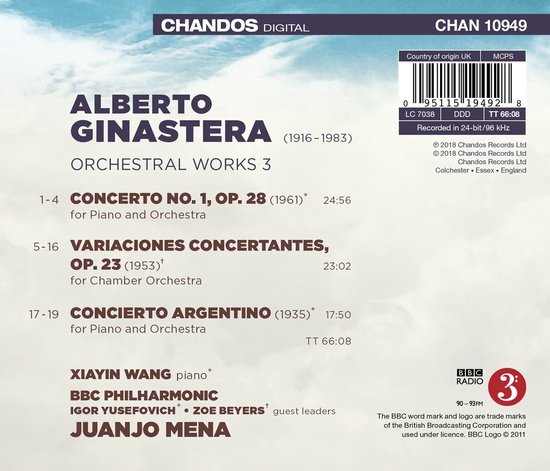 Xiayin Wang, BBC Philharmonic, Juanjo Mena - Ginastera: Orchestral ...