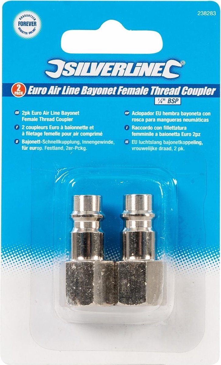Silverline Euro Luchtslang Bajonetkoppeling - Vrouwelijke Draad 1/4 ...