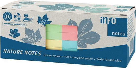 Info sticky notes - recycled - 12 x 100 vel - 75x75mm - geel, groen ...