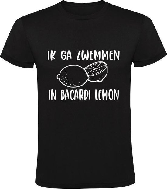 Ik ga zwemmen in Bacardi Lemon | Kinder T-shirt 116 | Zwart | Mart Hoogmaker |... | bol.com