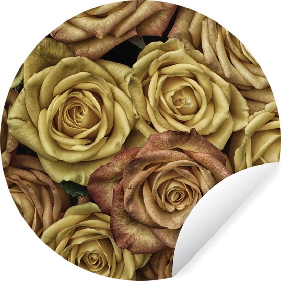 WallCircle - Muurstickers - Behangcirkel - Rozen - Goud - Boeket - 80x80 cm -... | bol