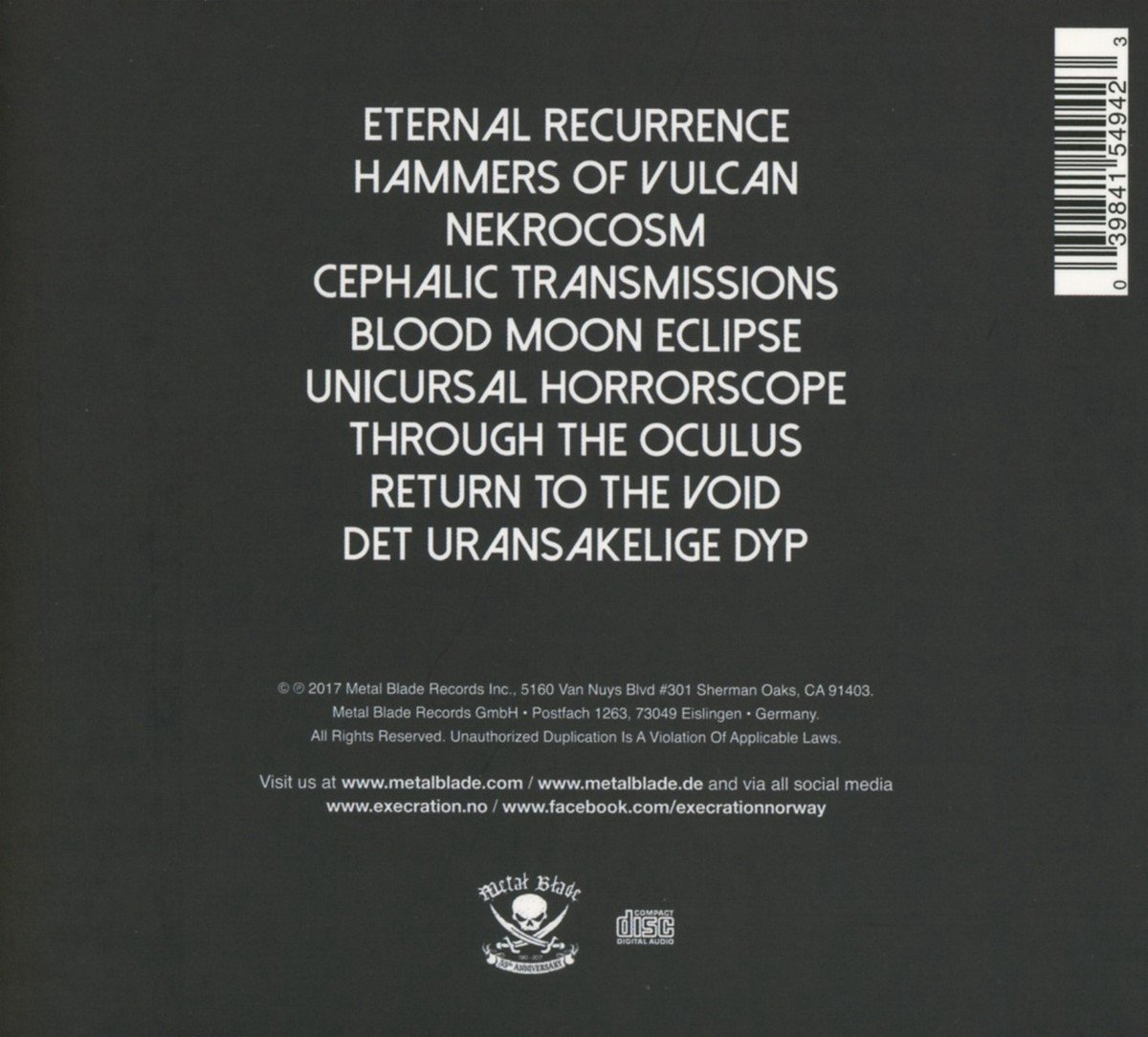 Execration - Return To The Void (CD), Execration | CD (album) | Muziek ...