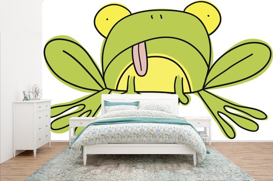 Behang - Fotobehang Kikker - Grappig - Wit - Breedte 400 cm x hoogte ...