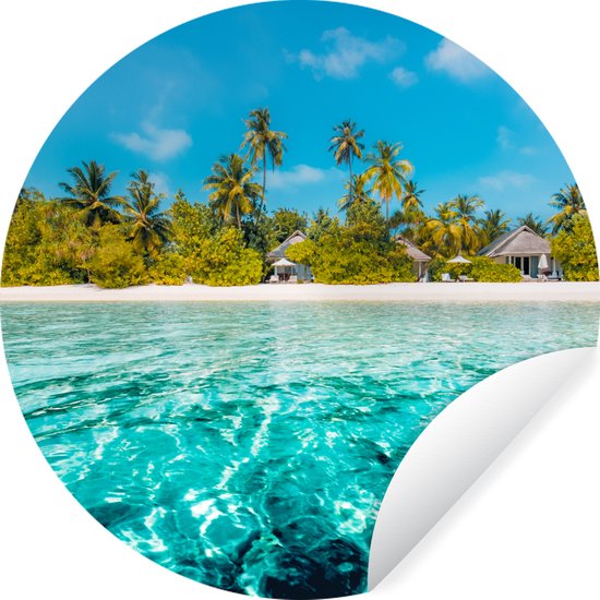 WallCircle - Muurstickers - Behangcirkel - Strand - Palmbomen - Zee - 100x100 cm -... | bol