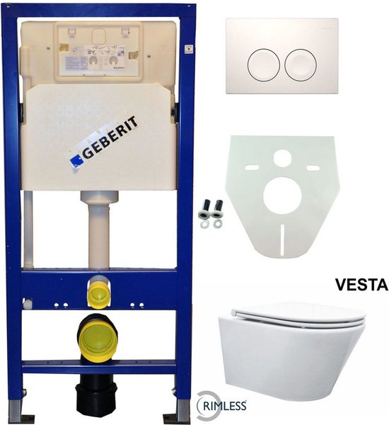 Geberit UP 100 Vesta Rimless wc+ Flatline zitt.+ Delta 21 wit | bol