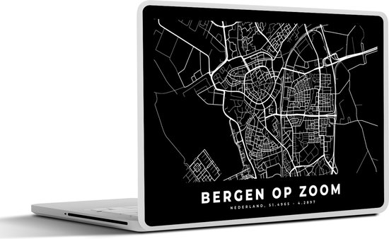 Laptop sticker - 13.3 inch - Kaart - Bergen op Zoom - Zwart - 31x22,5cm ...