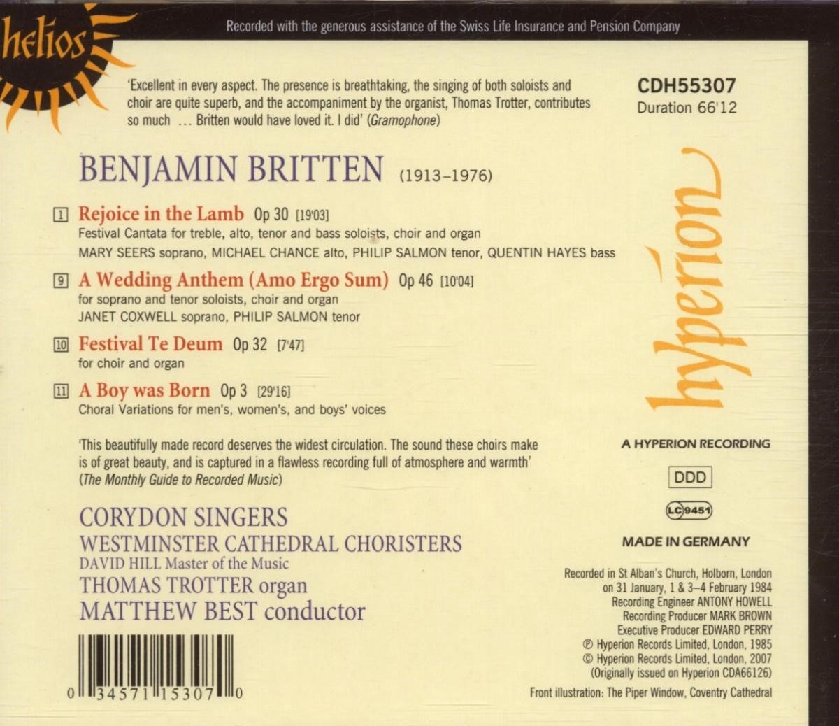 Corydon Singers, Matthew Best - Britten: A Boy Was Born And Other ...