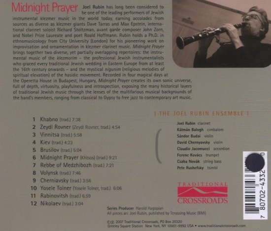Joel Rubin Ensemble W. Kalman Balog - Midnight Prayer (CD), Joel Rubin ...