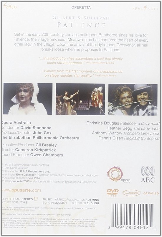 Douglas/Begg/The Elizabethan Philha - Patience (DVD), Begg | CD (album ...