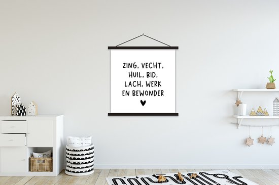 Posterhanger incl. Poster 90x90 cm - Schoolplaat - Quotes - Zing vecht ...