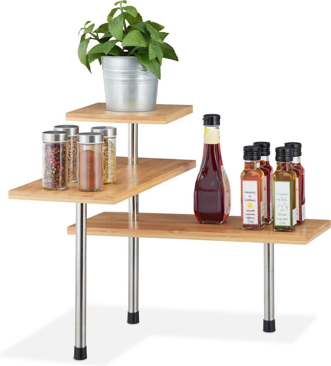 Relaxdays keukenrek aanrecht - 3 etages - bamboe - staand hoekrek ...