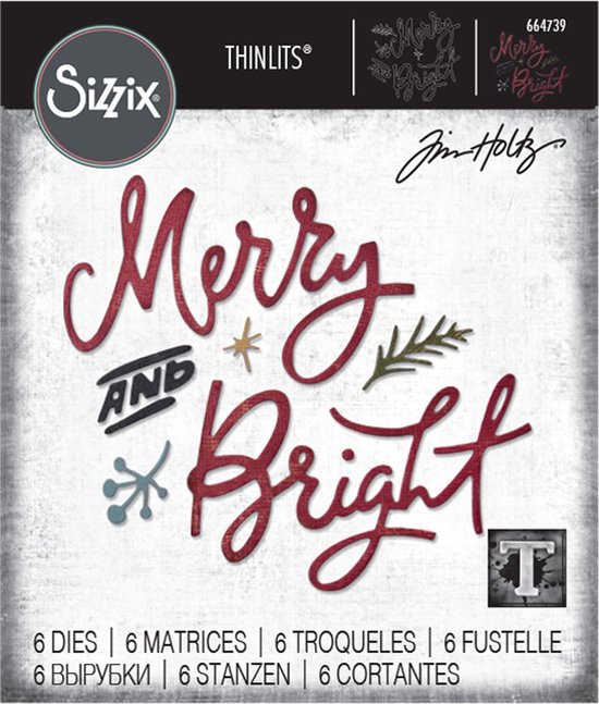 Sizzix Thinlits Snijmal Set - Merry & Bright - 6 stuks | bol.com